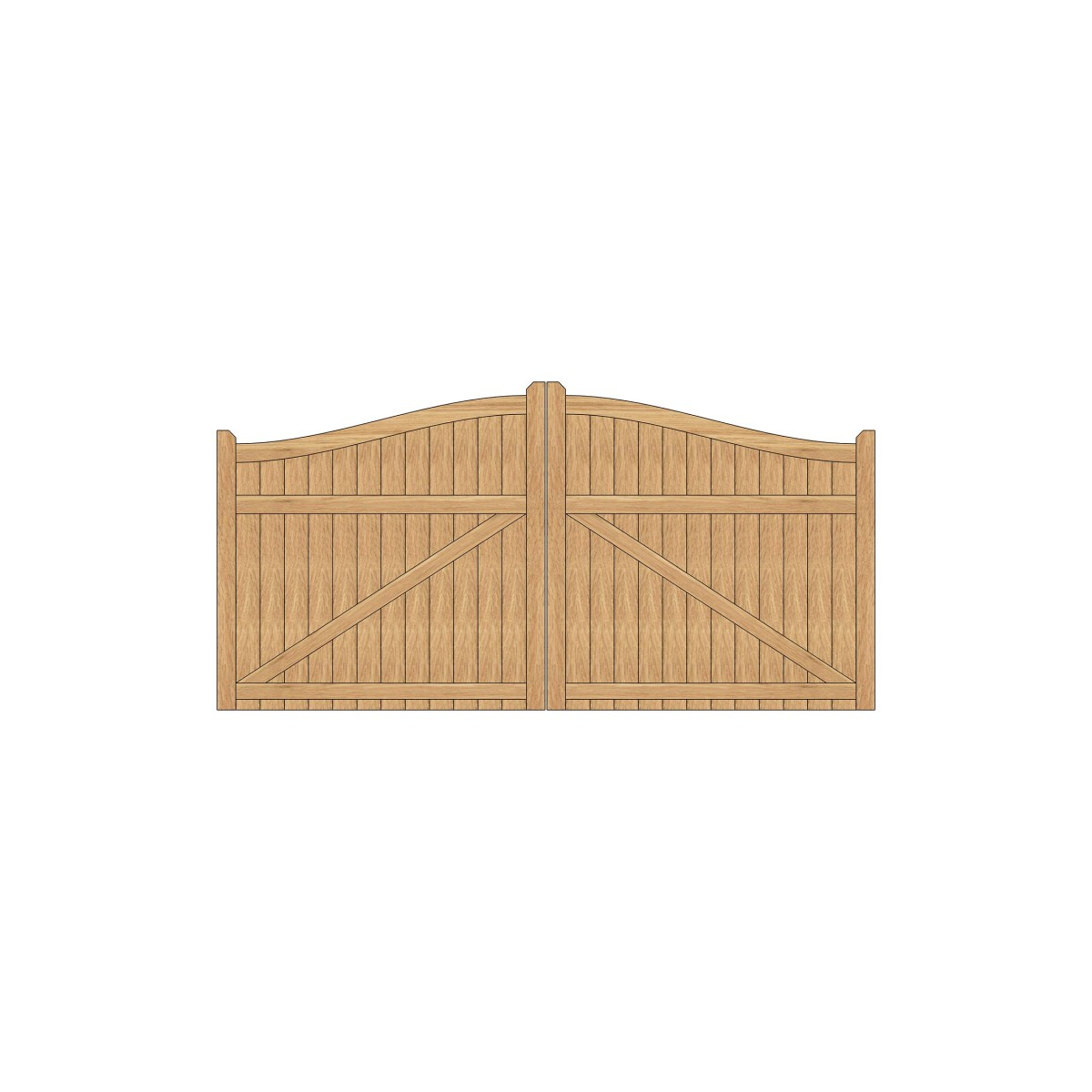 Pair of Prestige Solid European Oak Swan Neck Closeboard Driveway Gates ...